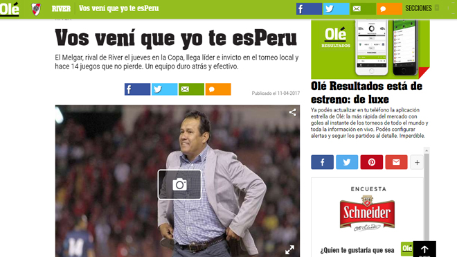 Melgar Vs River Plate Diario Olé Califica Al Equipo De Juan Reynoso