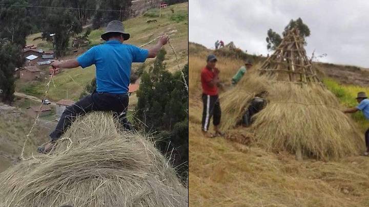 Pobladores de Ayacucho construyen chozas de ichu para personas que ...