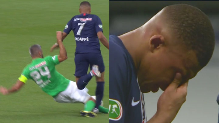 PSG vs Saint-Etienne: Mbappé recibió criminal falta de Perrin y se fue ...