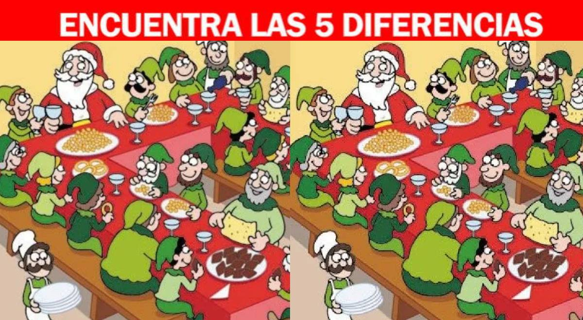 ¿Observas las 5 diferencias de la cena navideña? Hállalas en menos de 9 ...
