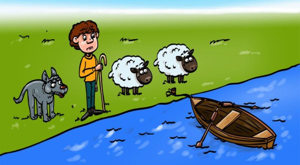 ¿Cómo podrá cruzar el río sin poner en peligro sus ovejas? Resuelve ...