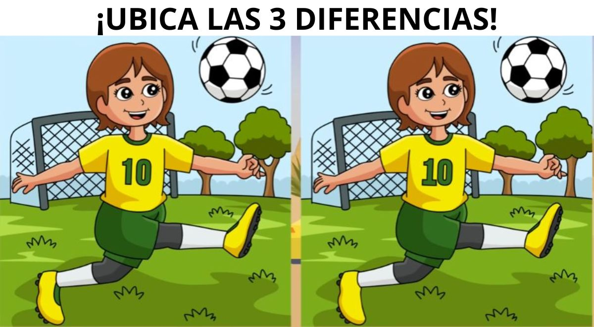 ¿Podrás hallar las 3 diferencias en la futbolista? Solo tienes 7 ...