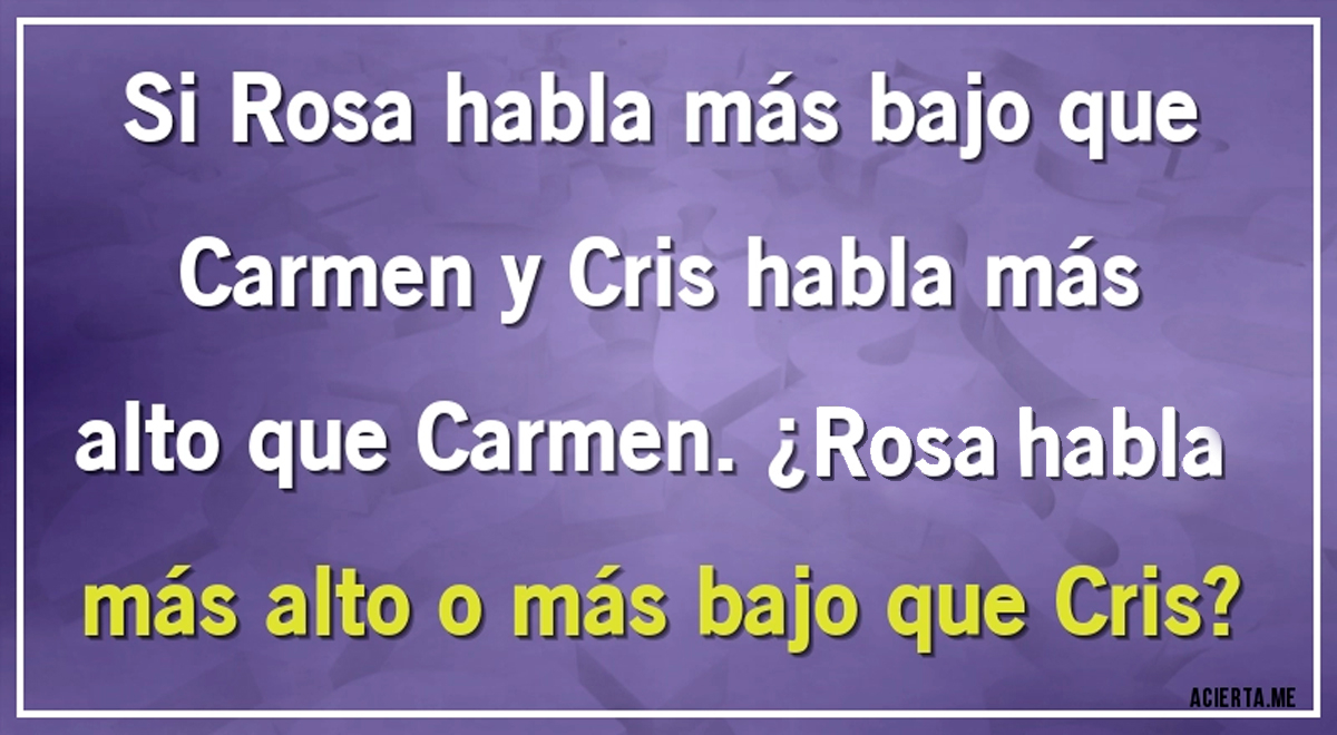 ¿Rosa habla más alto o más bajo que Cris? Intenta superar el acertijo ...